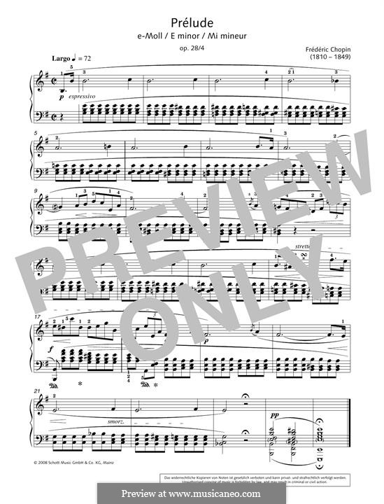 No.4 in E Minor (Preludes, Op.28) by F. Chopin - free download on MusicaNeo