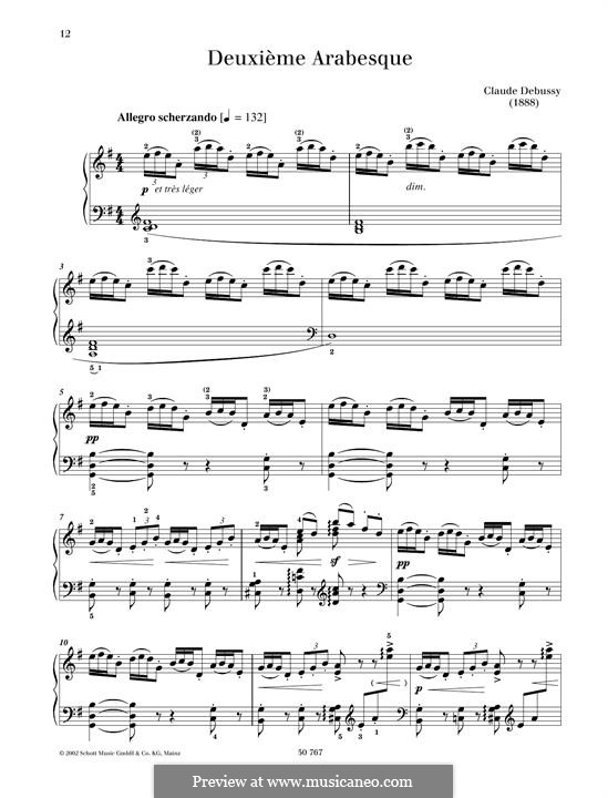 Arabesque No.2 (Two Arabesque, L.66) by C. Debussy on MusicaNeo
