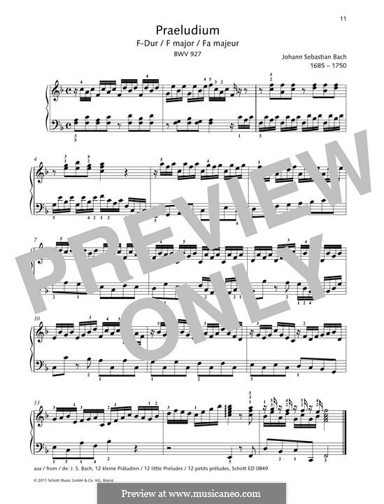 Little Prelude in F Major, BWV 927 by J.S. Bach on MusicaNeo