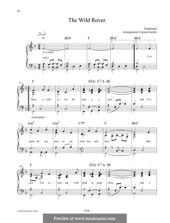 The Wild Rover by folklore - sheet music on MusicaNeo