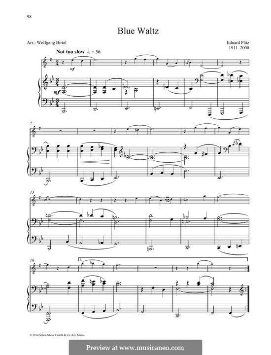 Blue Waltz by E. Pütz - sheet music on MusicaNeo