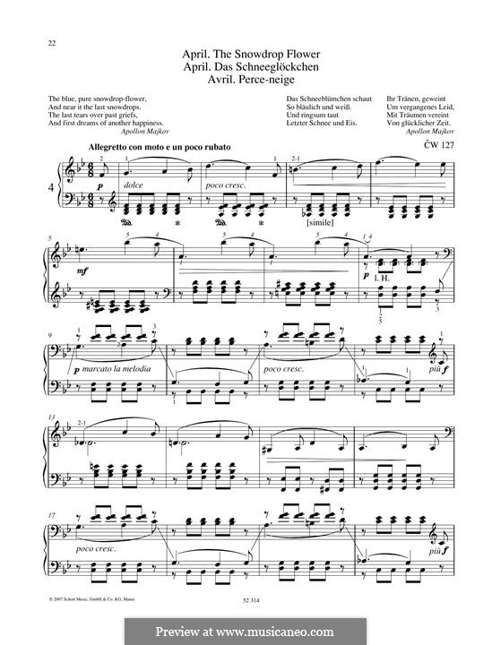 No.4 April (Snowdrop) (The Seasons, TH 135 Op.37a) by P. Tchaikovsky on ...