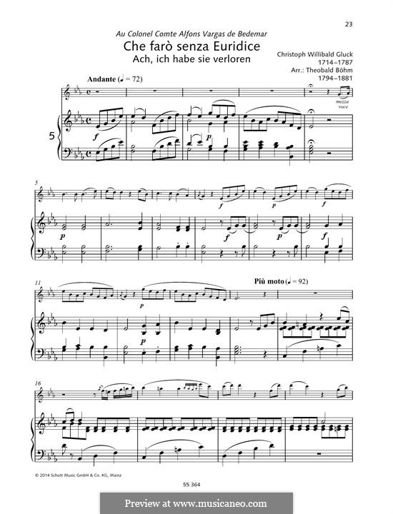 Che farò senza Euridice (Orpheus and Eurydice, Wq.30) by C.W. Gluck on MusicaNeo