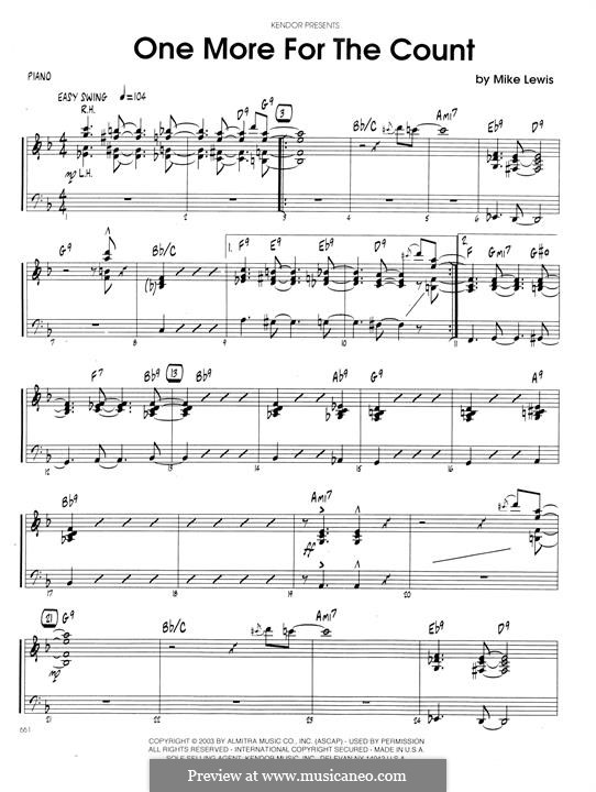 One More for The Count by M. Lewis - sheet music on MusicaNeo