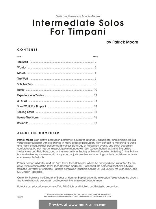 Intermediate Solos for Timpani by P. Moore - sheet music on MusicaNeo