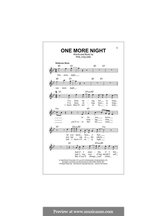 One More Night by P. Collins - sheet music on MusicaNeo