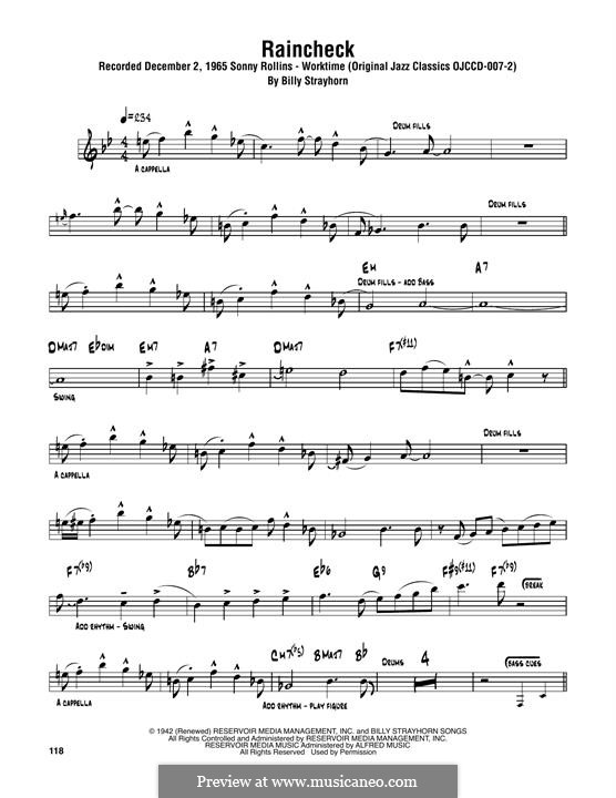 Raincheck (Duke Ellington) by B. Strayhorn - sheet music on MusicaNeo