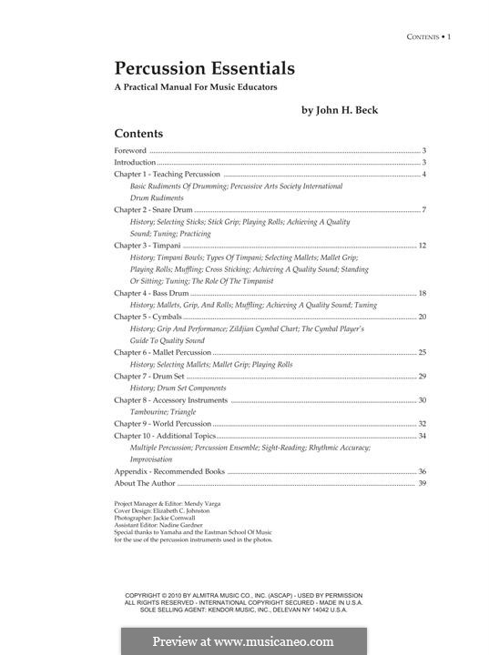Percussion Essentials by J. Beck - sheet music on MusicaNeo