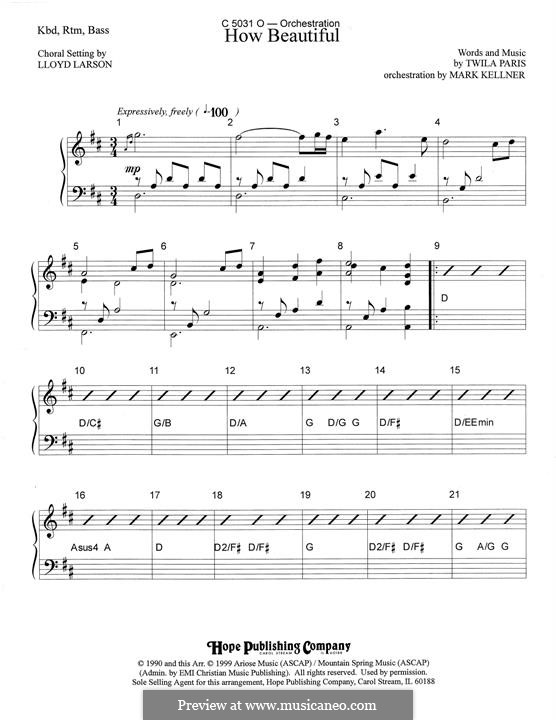 How Beautiful by T. Paris - sheet music on MusicaNeo