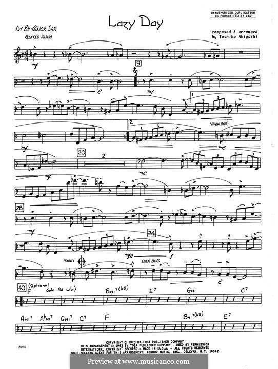 Lazy Day by T. Akiyoshi - sheet music on MusicaNeo