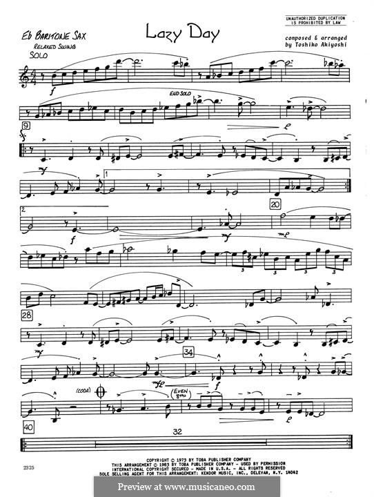 Lazy Day by T. Akiyoshi - sheet music on MusicaNeo