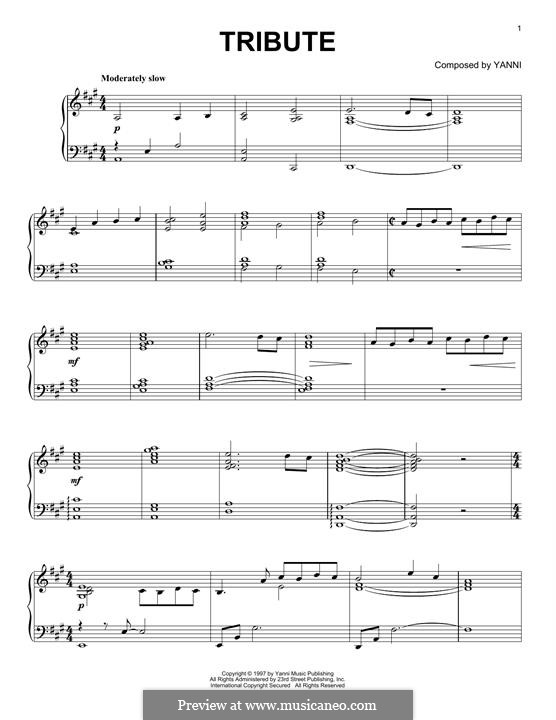 Tribute by Yanni - sheet music on MusicaNeo
