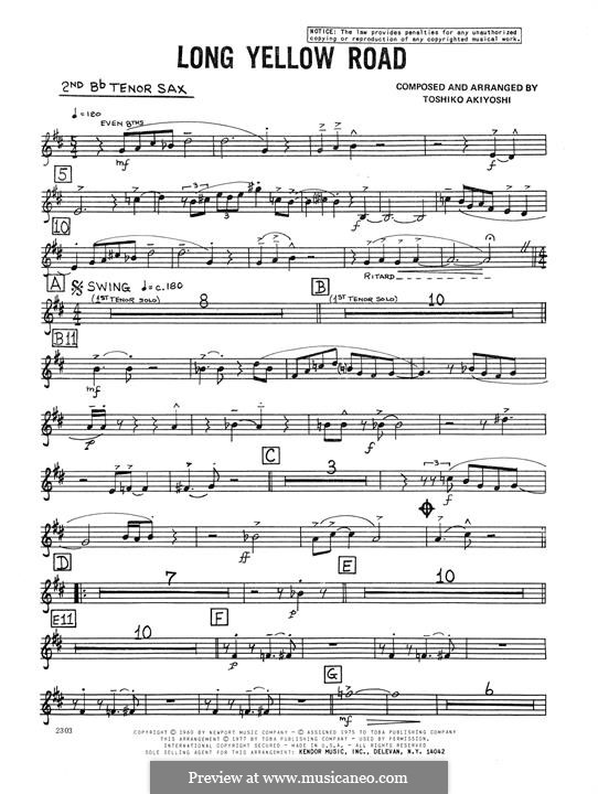 Long Yellow Road by T. Akiyoshi - sheet music on MusicaNeo