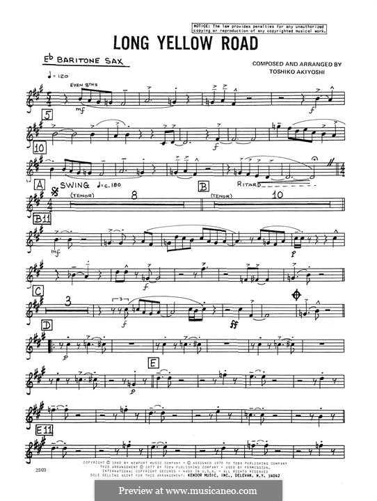 Long Yellow Road by T. Akiyoshi - sheet music on MusicaNeo