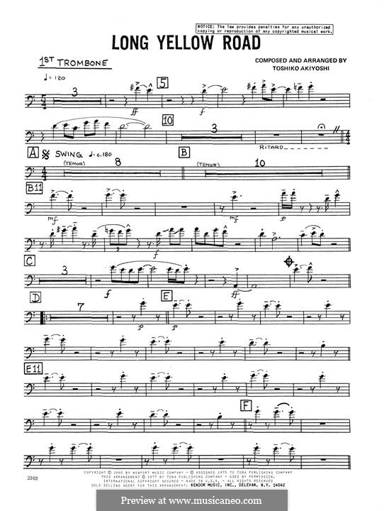 Long Yellow Road by T. Akiyoshi - sheet music on MusicaNeo