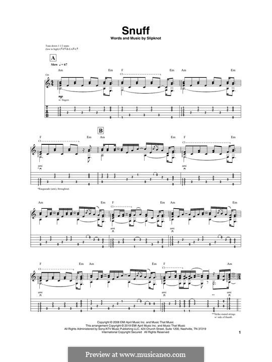 Snuff by Slipknot - sheet music on MusicaNeo