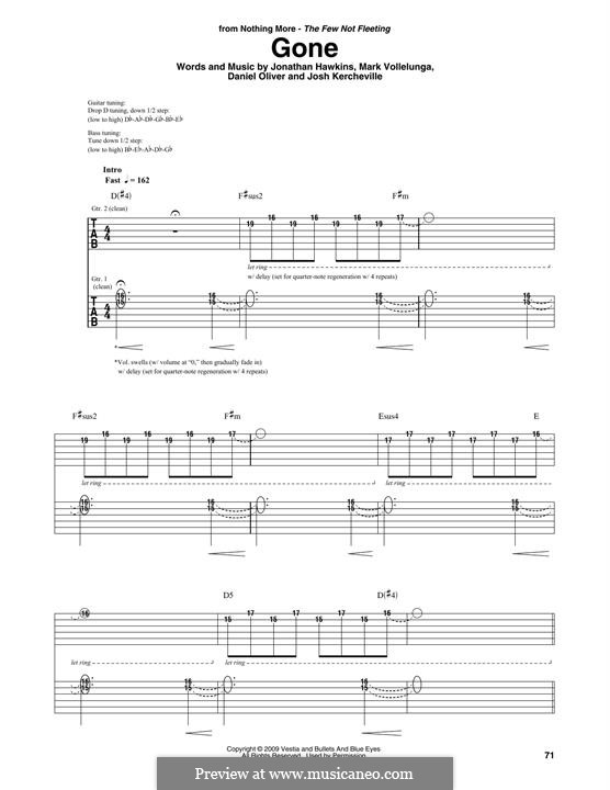 Gone (Nothing More) by J. Hawkins - sheet music on MusicaNeo