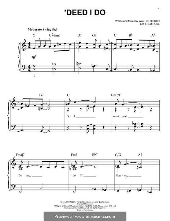 Deed I Do by F. Rose, W. Hirsch - sheet music on MusicaNeo