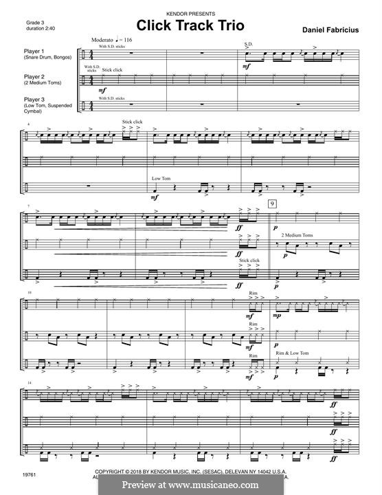 Click Track Trio by D. Fabricius - sheet music on MusicaNeo