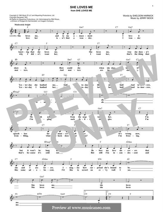 She Loves Me by J. Bock - sheet music on MusicaNeo