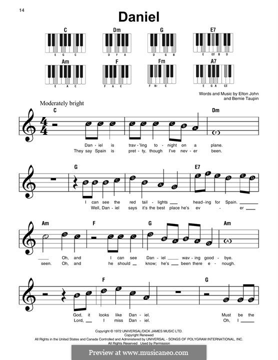 Daniel by E. John - sheet music on MusicaNeo