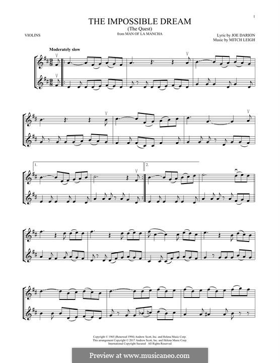 The Impossible Dream (The Quest) by M. Leigh - sheet music on MusicaNeo