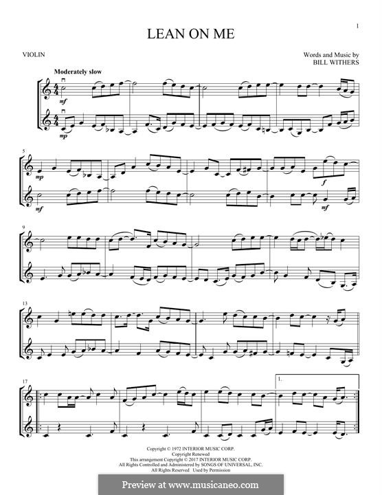 Instrumental version (Lean on Me) by B. Withers - sheet music on MusicaNeo