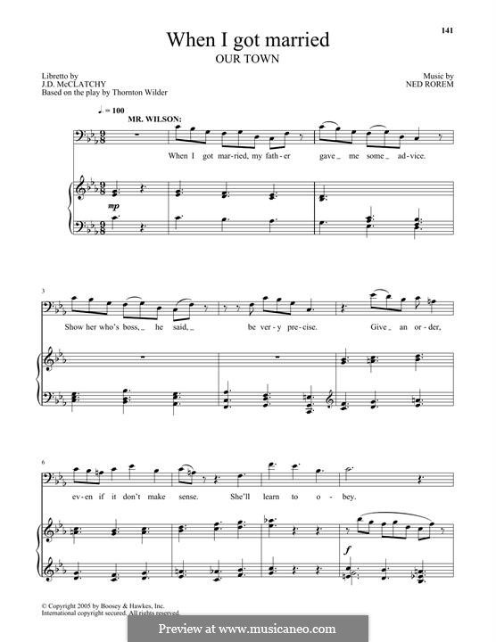 When I got married (from Our Town) by N. Rorem - sheet music on MusicaNeo