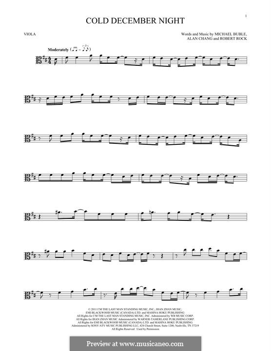 Cold December Night by A. Chang, R. Rock - sheet music on MusicaNeo