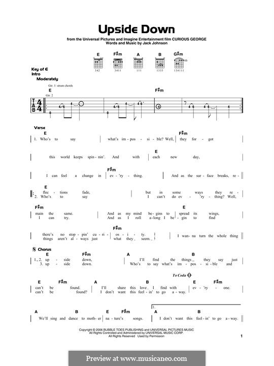 Upside Down by J. Johnson - sheet music on MusicaNeo