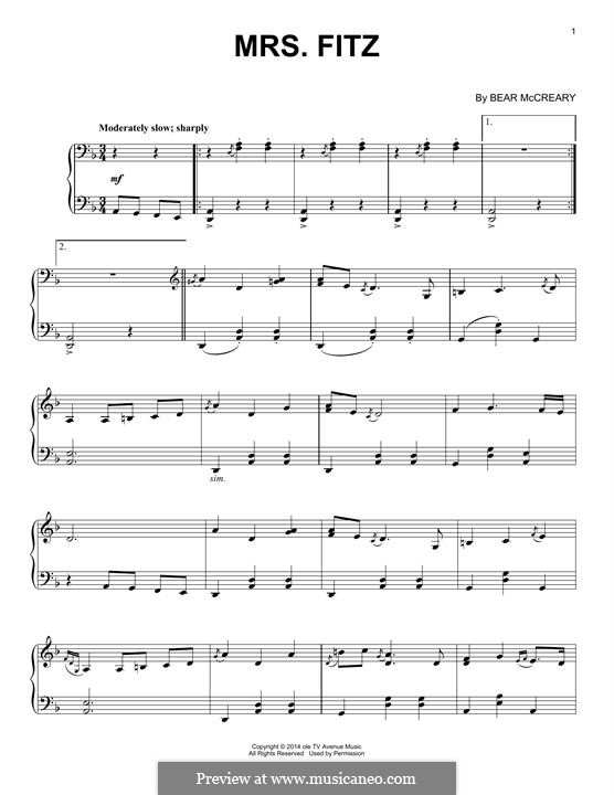 Mrs. Fitz (from Outlander) by B. McCreary - sheet music on MusicaNeo