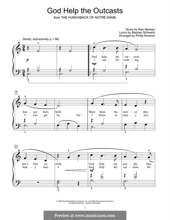 God Help the Outcasts (from The Hunchback of Notre Dame) by A. Menken ...