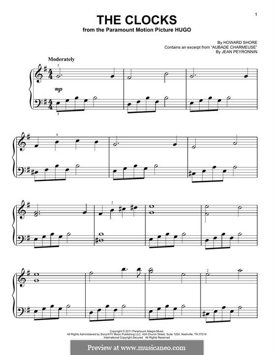 The Clocks (from Hugo) by H. Shore - sheet music on MusicaNeo