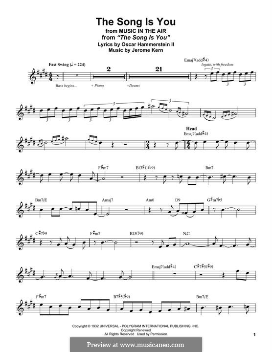 The Song is You by J. Kern - sheet music on MusicaNeo