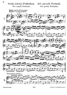 Complete set, BWV 933-938 (Six Little Preludes) by J.S. Bach on MusicaNeo