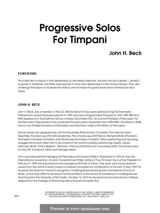 Progressive Solos for Timpani by J. Beck - sheet music on MusicaNeo