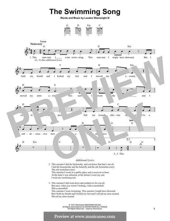 The Swimming Song by L. Wainwright III - sheet music on MusicaNeo