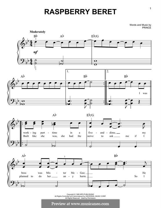 Raspberry Beret by Prince - sheet music on MusicaNeo