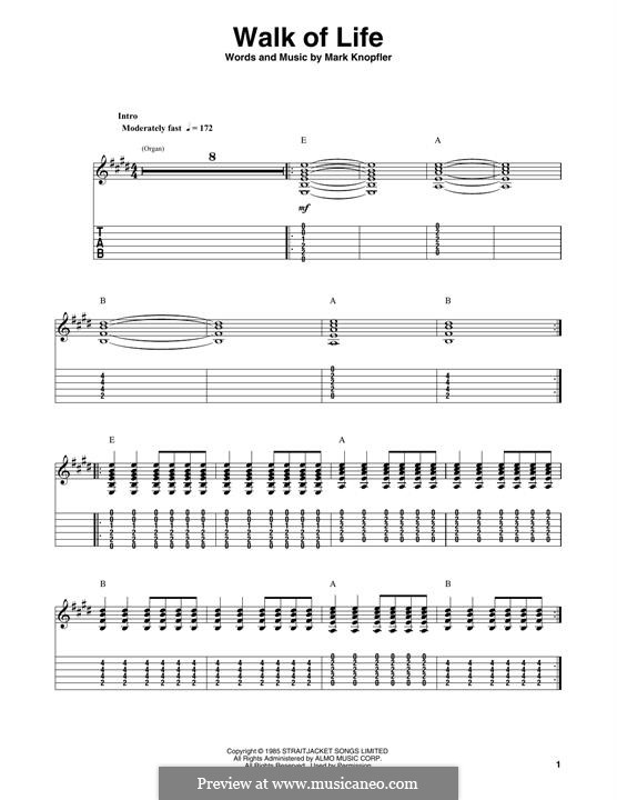 Walk of Life (Dire Straits) by M. Knopfler - sheet music on MusicaNeo