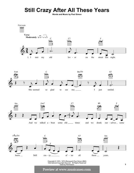 Still Crazy After All These Years by P. Simon - sheet music on MusicaNeo