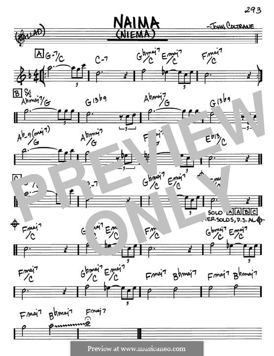 Naima (Niema) by J. Coltrane - sheet music on MusicaNeo