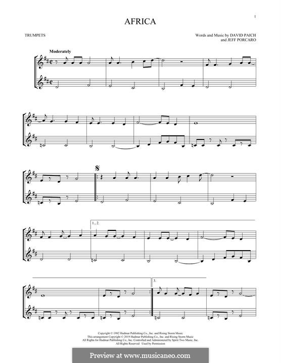 Africa (Toto) by D. Paich, J. Porcaro - sheet music on MusicaNeo