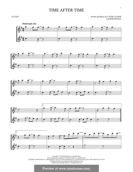 Time after Time by C. Lauper, R. Hyman - sheet music on MusicaNeo