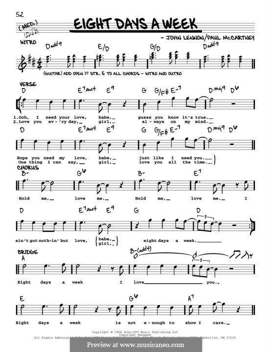 Eight Days a Week (The Beatles) by J. Lennon, P. McCartney on MusicaNeo