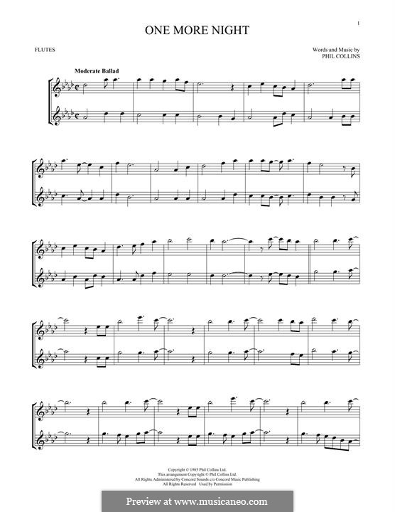 One More Night by P. Collins - sheet music on MusicaNeo