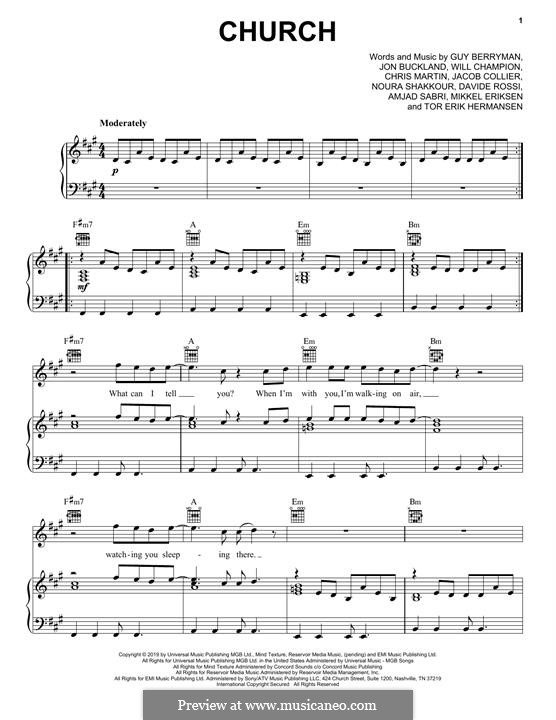 Church (Coldplay) by C. Martin - sheet music on MusicaNeo