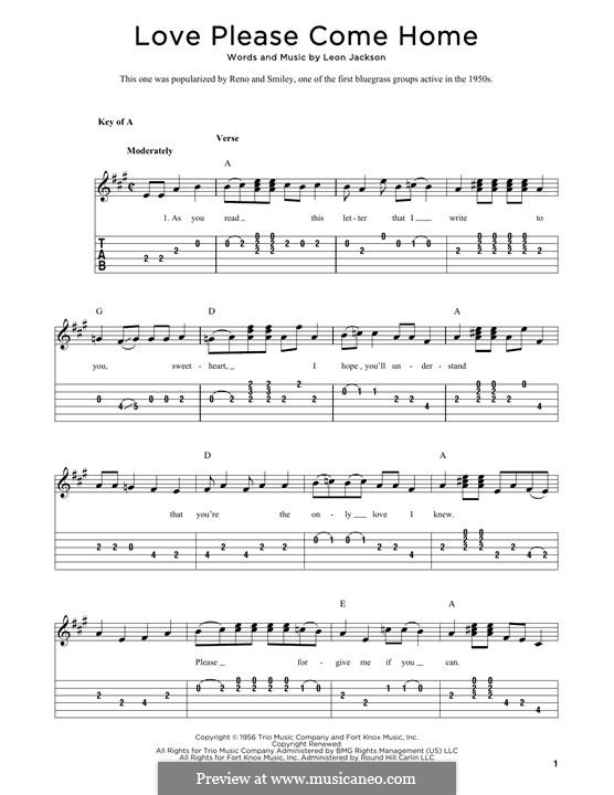 Love Please Come Home by L. Jackson - sheet music on MusicaNeo