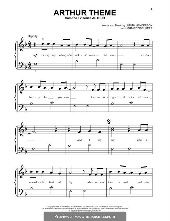 Arthur Theme by J. Devilliers - sheet music on MusicaNeo