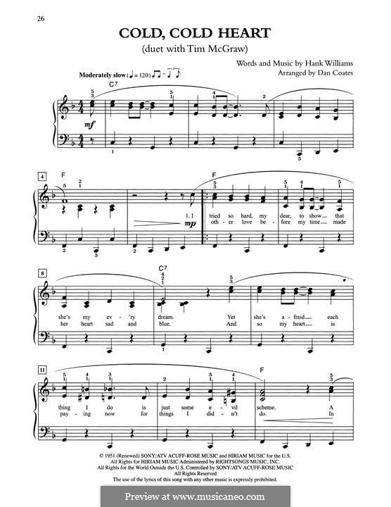 Cold, Cold Heart by H. Williams - sheet music on MusicaNeo