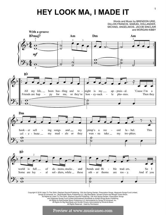 Hey Look Ma, I Made It (Panic! At The Disco) by B. Urie, M. Angelakos ...